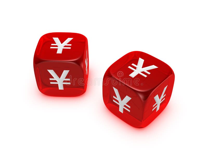 Pair of Translucent Red Dice with Yen Sign Stock Illustration ...