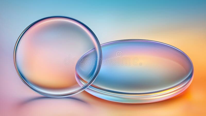 A Pair of Transparent, Circular Objects with a Gradient Background ...