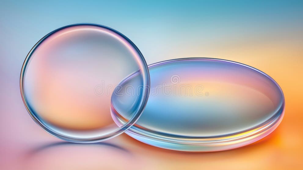 A Pair of Transparent, Circular Objects with a Gradient Background ...