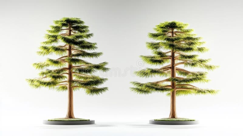 Pair of Trees Isolated on White Background with Clean Shadow Stock ...