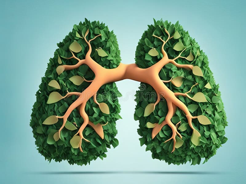 A Pair of Trees Shaped Like Lungs, a Digital Rendering. Stock ...