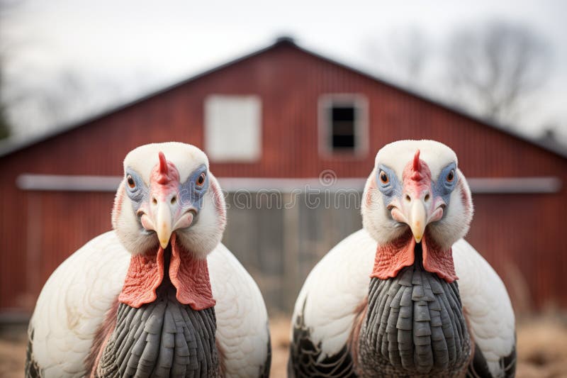 Pair of Turkeys with a Rustic Barn Backdrop Stock Photo - Image of ...