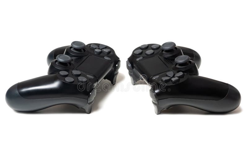 Pair of Two Black Video Game Controllers Stock Photo - Image of ...
