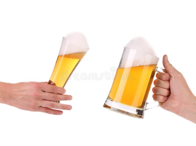 Pair of Beer Glasses Making a Toast Stock Photo - Image of glass ...