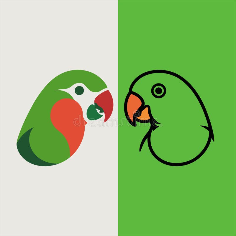 Two Colorful Parrot Graphics with Bold Lines and Minimalistic Design ...