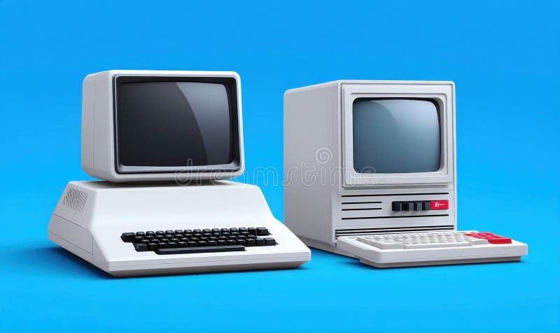 A Pair of Vintage Computers, Showcasing the Technology of a Bygone Era ...