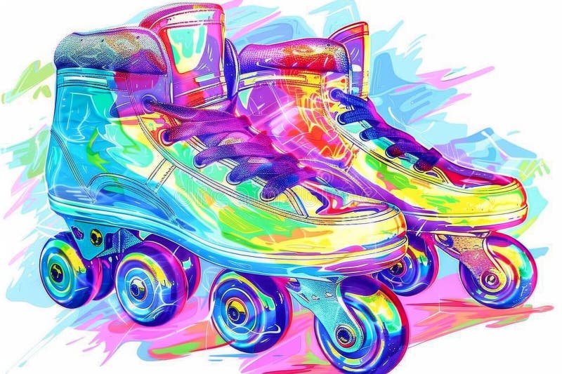 A Pair of Vintage, Retro Roller Skates. Illustration Stock Photo ...