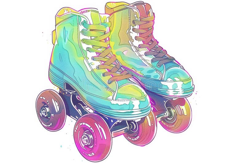 A Pair of Vintage, Retro Roller Skates. Illustration Stock Photo ...