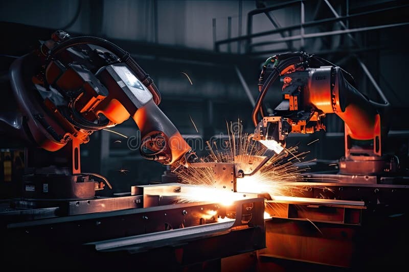 Pair of Welding Robots Working in Tandem, Performing Complex Welds on ...