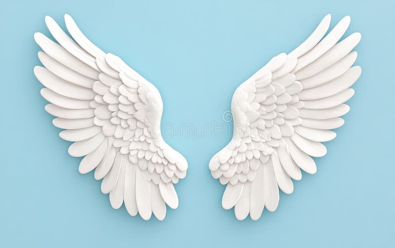 A Pair of White Angel Wings on a Blue Background Stock Illustration ...