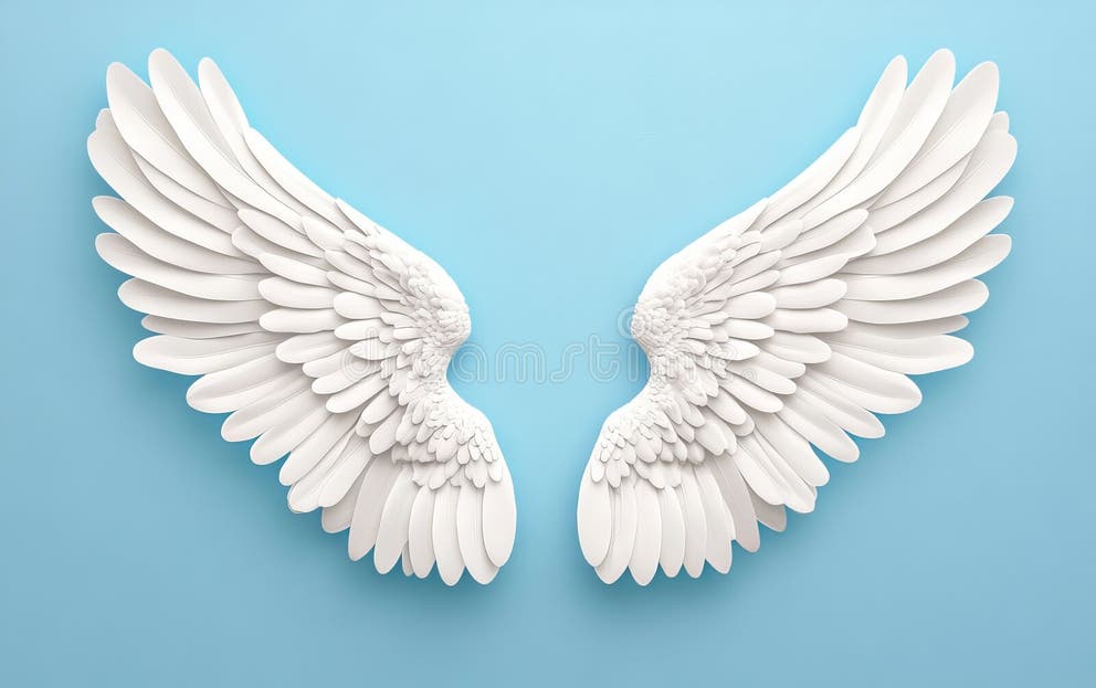A Pair of White Angel Wings on a Blue Background Stock Illustration ...
