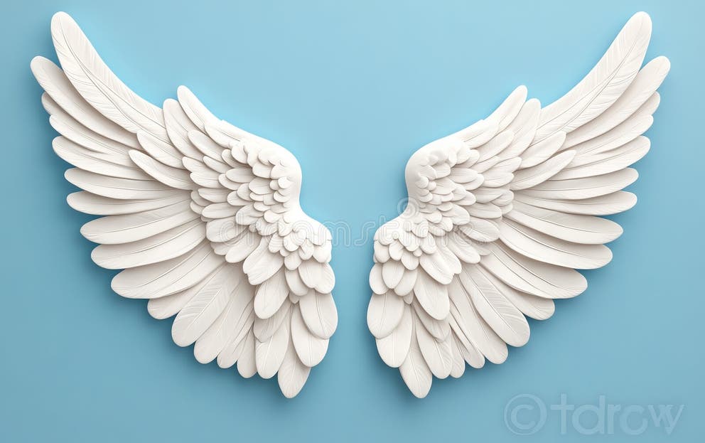 A Pair of White Angel Wings on a Blue Background Stock Illustration ...