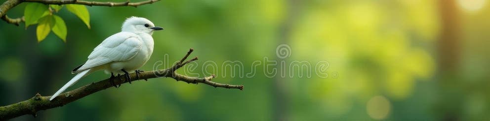 Pair of White Birds Resting on a Slender Tree Limb , Fluffy, Macro ...