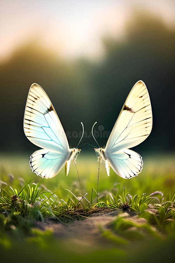 A Pair of White Butterflies Doing Symmetrical Dance Together in the Air ...