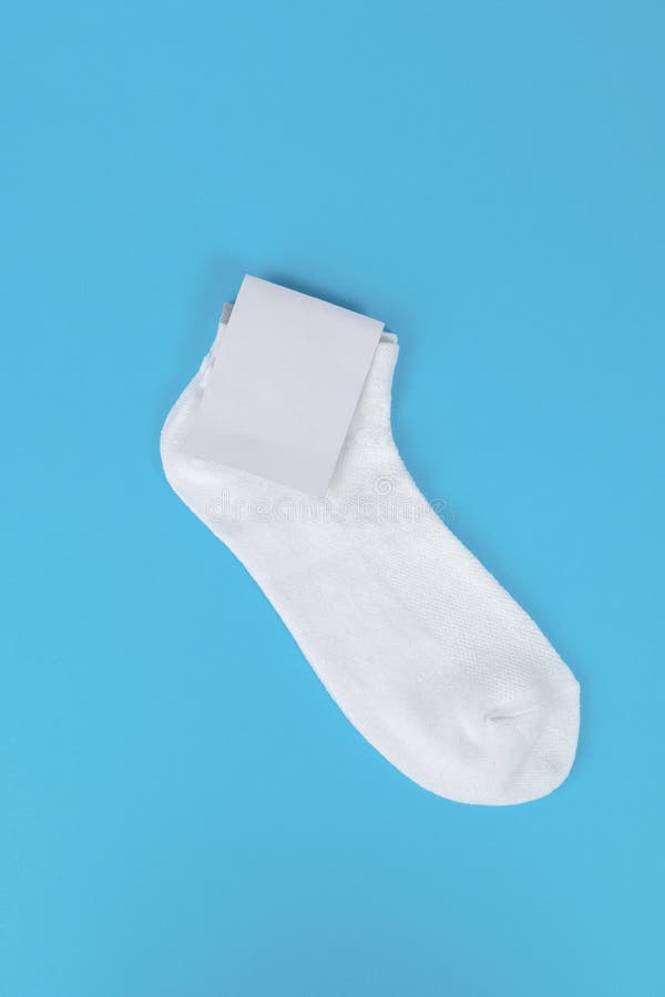 Pair of White Cotton Socks on Blue Background Stock Photo - Image of ...