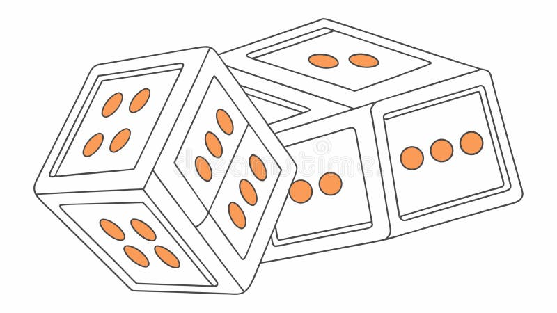 Pair of White Dice in a Simple 3D Line Art Style Illustration, Vector ...
