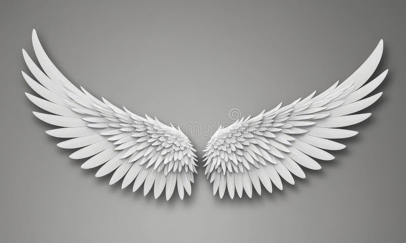 Pair White, Feather-like Wings with Curved Shape and Pointed Tips are ...