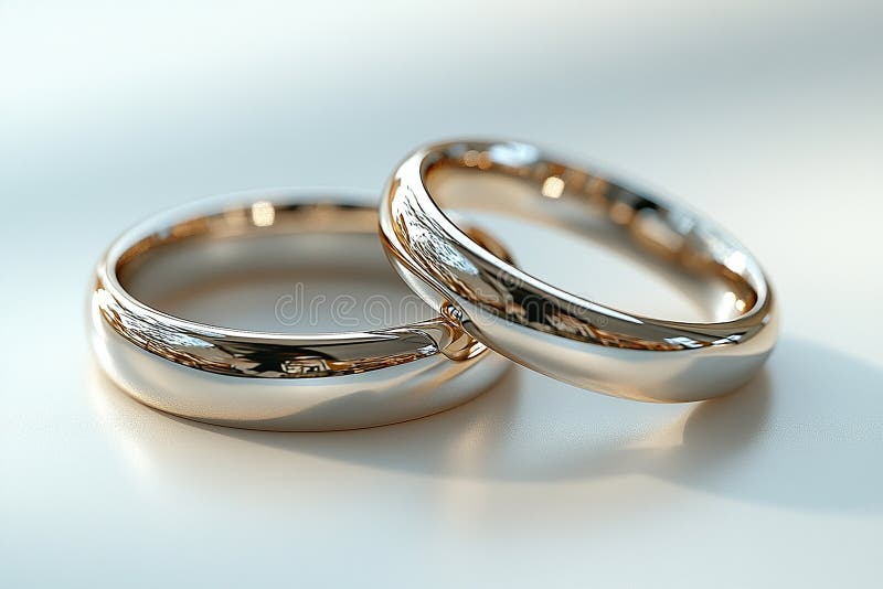 Pair of White Gold Wedding Rings on a White Background. Image is ...