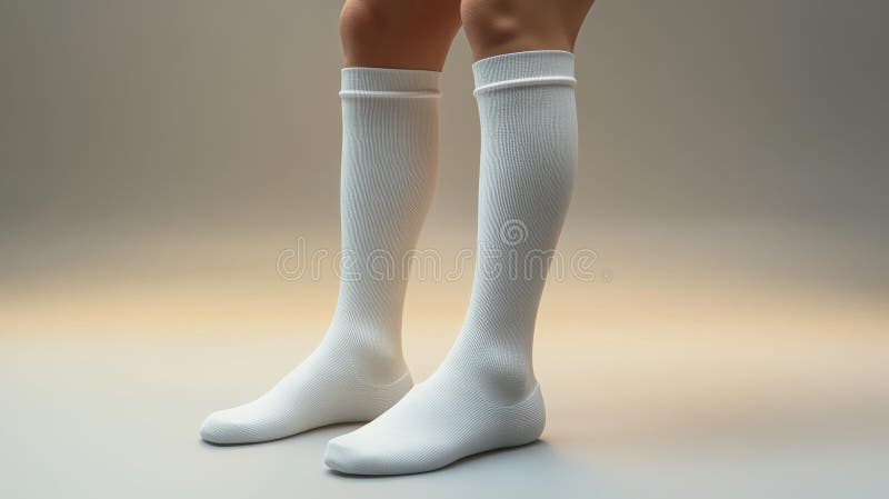 White Knee-high Socks on Legs with Soft Gradient Background Generative ...