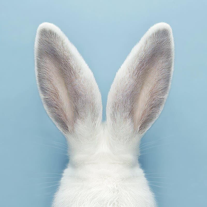 A Pair of White Rabbit Ears Against a Light Blue Backdrop with Room for ...