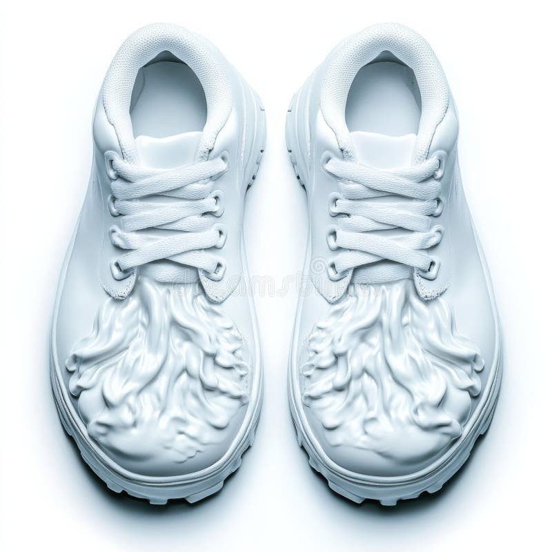 A Pair of White Shoes with a Design on the Side, AI Stock Image - Image ...
