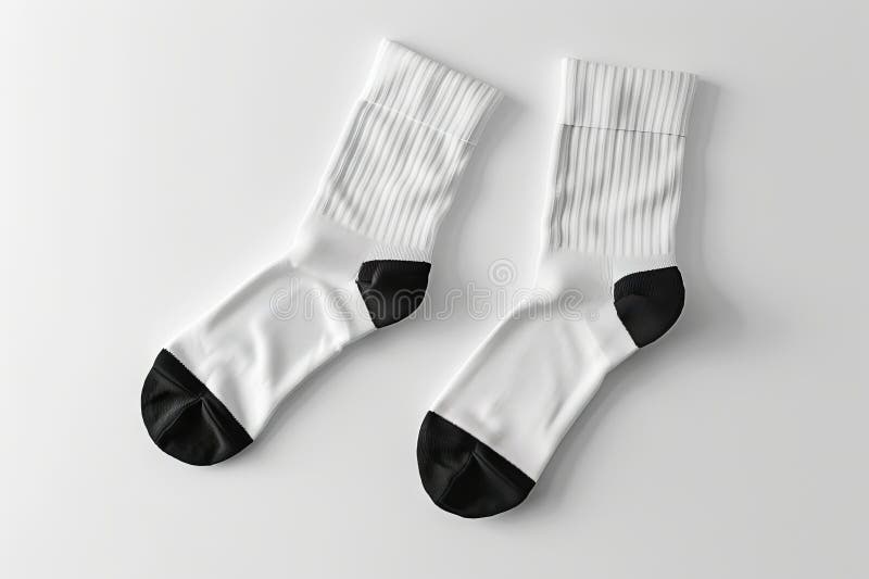 A Pair of White Socks with Black Soles on a White Surface Stock Photo ...