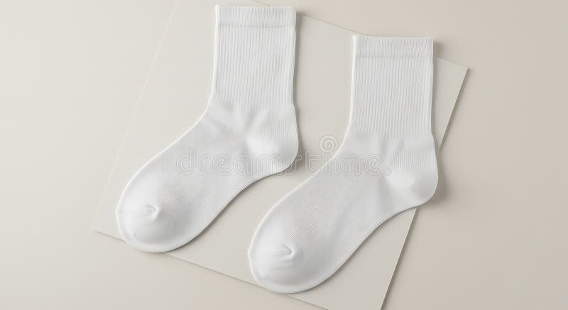 Pair of White Socks on Neutral Background Apparel Still Life Stock ...