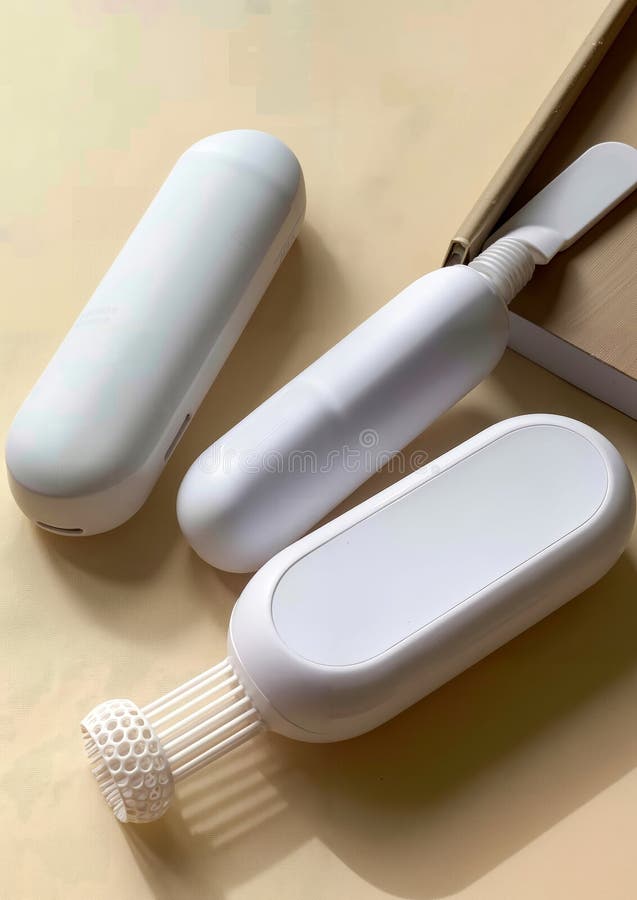 A Pair of White Toothbrushes Sitting Next To Each Other on a Table ...