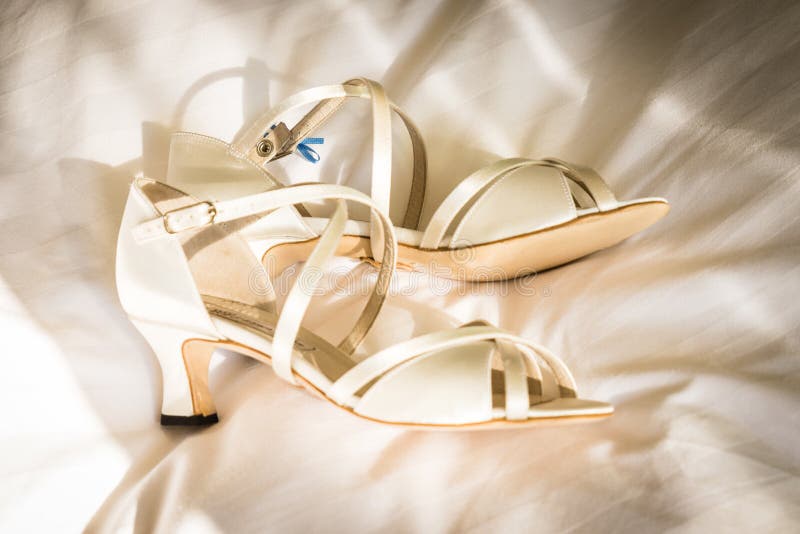 Pair of White Wedding Shoes for Women Stock Photo - Image of couple ...