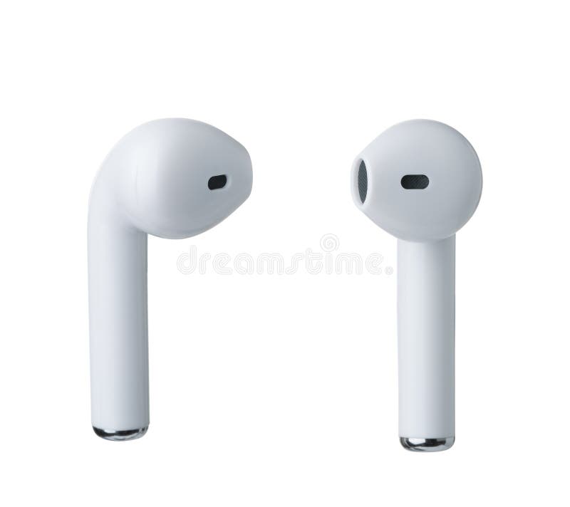 Pair of White Wireless Earbuds Stock Photo - Image of mobile ...