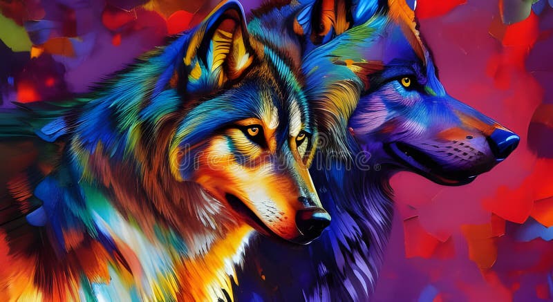 Pair of wolves stock photo. Image of hunter, artistic - 276523786
