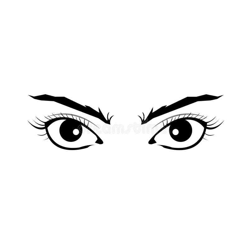 Pair of Women Eyes Black and White Stock Vector - Illustration of pair ...