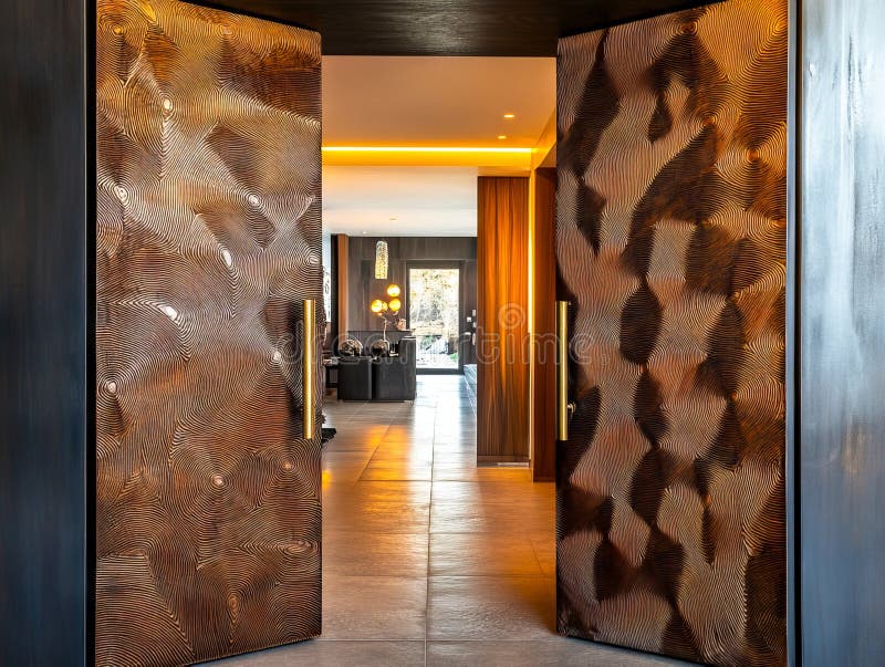 A Pair of Wooden Doors in a Modern Home with a Large Wooden Door Stock ...