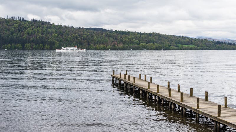 Pair of Wooden Jettys at Lake Windermere Stock Image - Image of forest ...