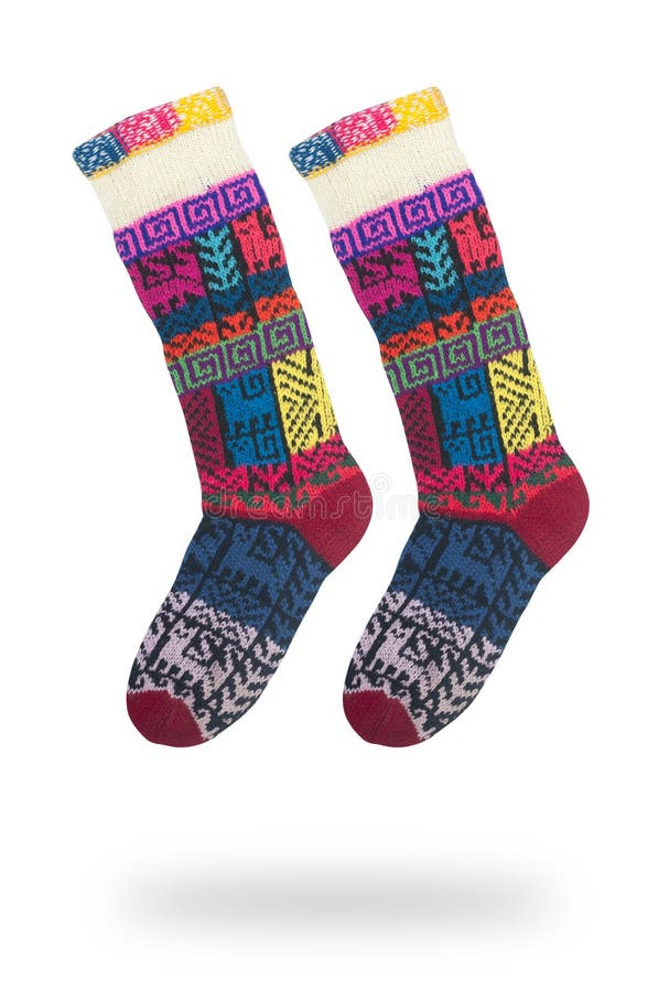 Pair of Woolen Socks with a Pattern Isolated Stock Image - Image of ...