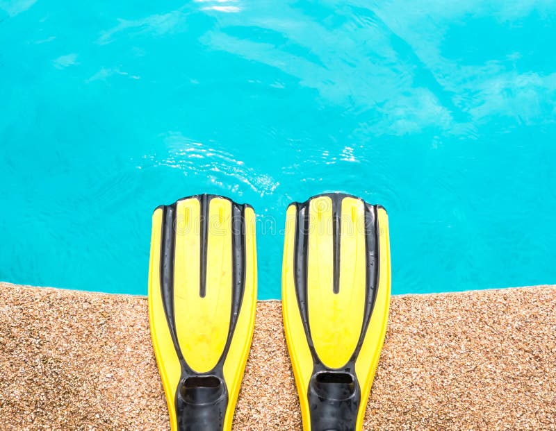 Pair of yellow fins stock image. Image of sport, snorkeling - 46093769