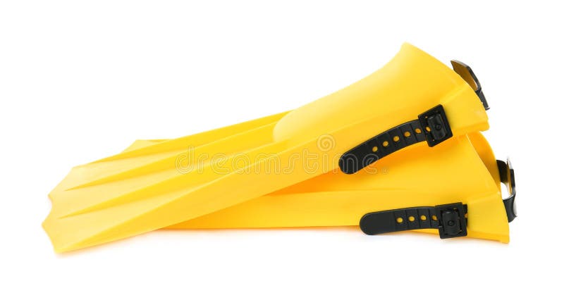 Pair of Yellow Flippers on White Background Stock Photo - Image of swim ...