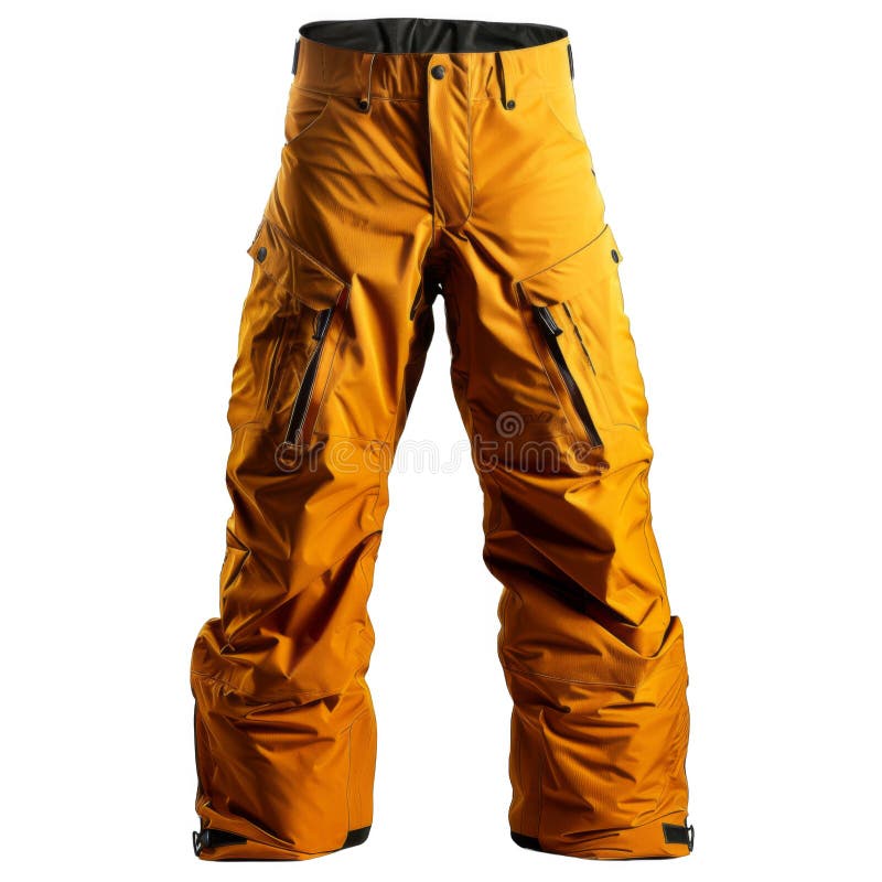 A Pair of Yellow Waterproof Ski Pants with Cargo Pockets Stock Photo ...