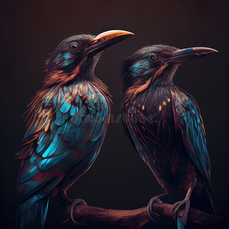 A Pair of Young Colorful Birds, Generated Ai Stock Image - Image of ...