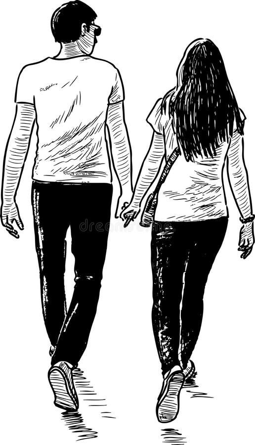 A Pair of Young People Going on a Stroll Stock Vector - Illustration of ...