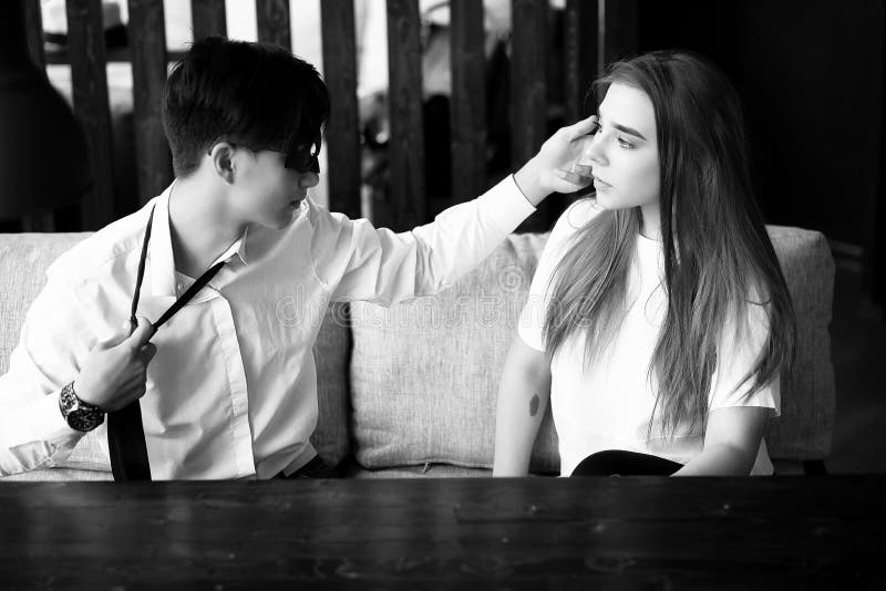 A Pair of Young People Talking Stock Image - Image of female, adult ...