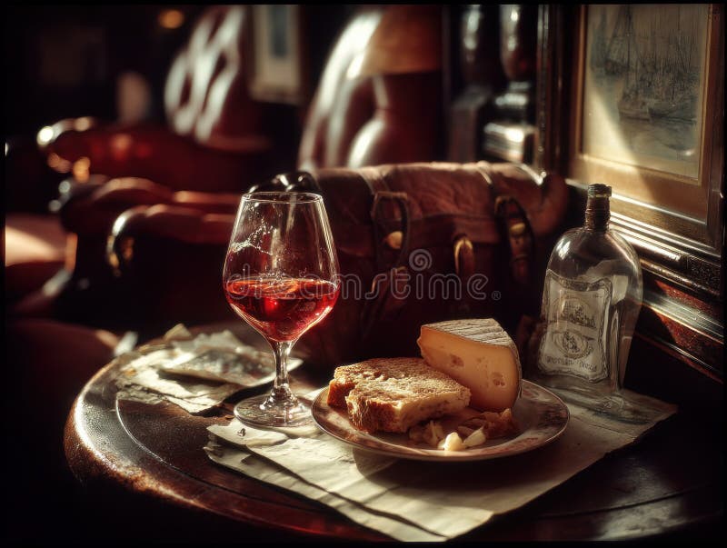 A Pairing of Red Wine and Cheese for an Elegant Evening Stock Image ...