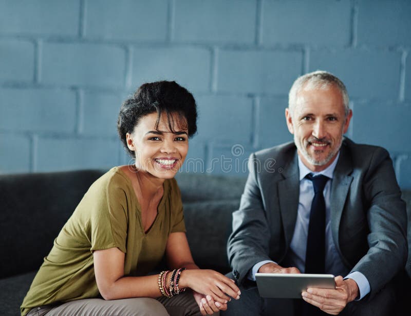 Pairing Up for a Successful Project. Portrait of a Group of Coworkers ...