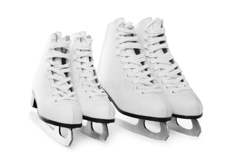 Pairs of Figure Ice Skates Isolated on White Stock Photo - Image of ...