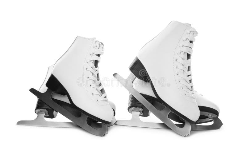 Pairs of Figure Ice Skates Isolated on White Stock Photo - Image of ...