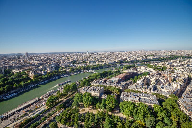 Pairs View from the Eiffel Tower Top Stock Image - Image of paris ...