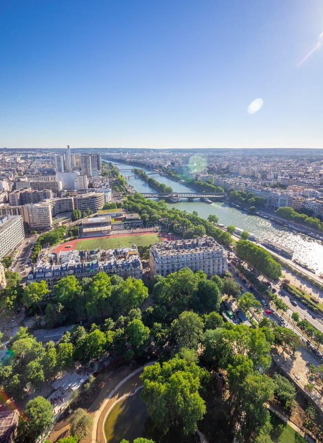 Pairs View from the Eiffel Tower Top Stock Photo - Image of postal ...