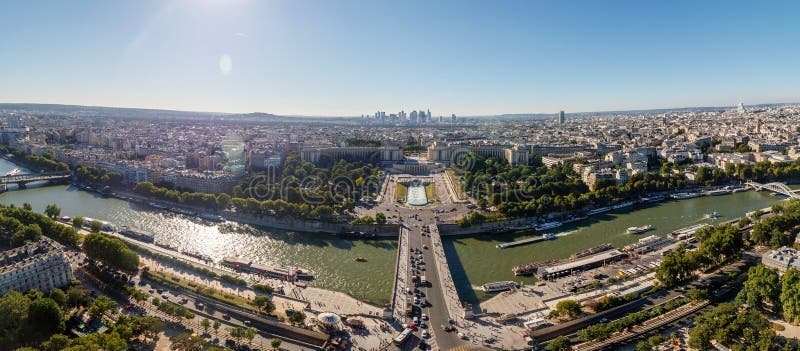Pairs View from the Eiffel Tower Top Stock Image - Image of landscape ...
