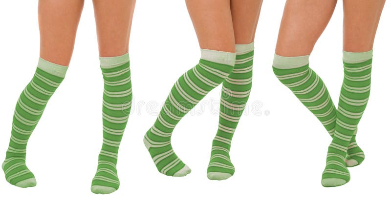 Pairs of Women Legs in Green Socks Stock Photo - Image of attractive ...