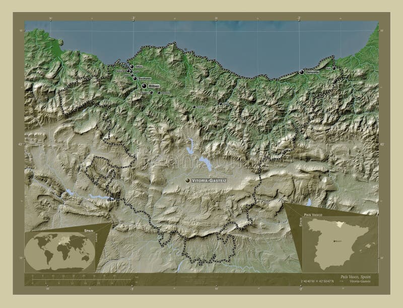 Pais Vasco, Spain. Wiki. Labelled Points of Cities Stock Illustration ...